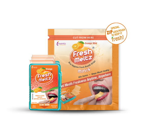 FreshMeltz Instant Mouth Freshener Orange Flavoured Minis 10's - FreshMeltz